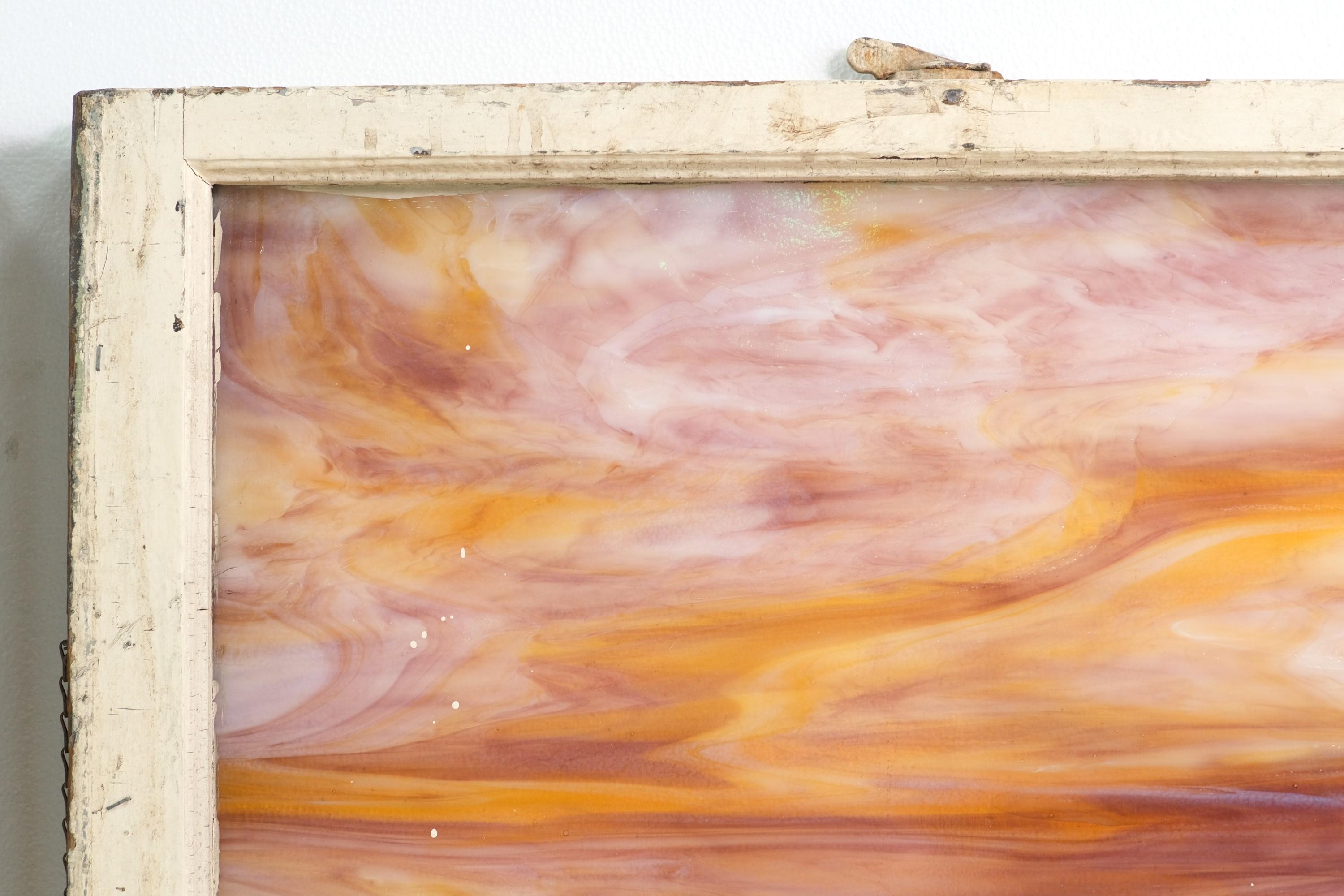 Antique Pair Slag Glass Windows Warm Multi-Colored Tones For Sale at ...