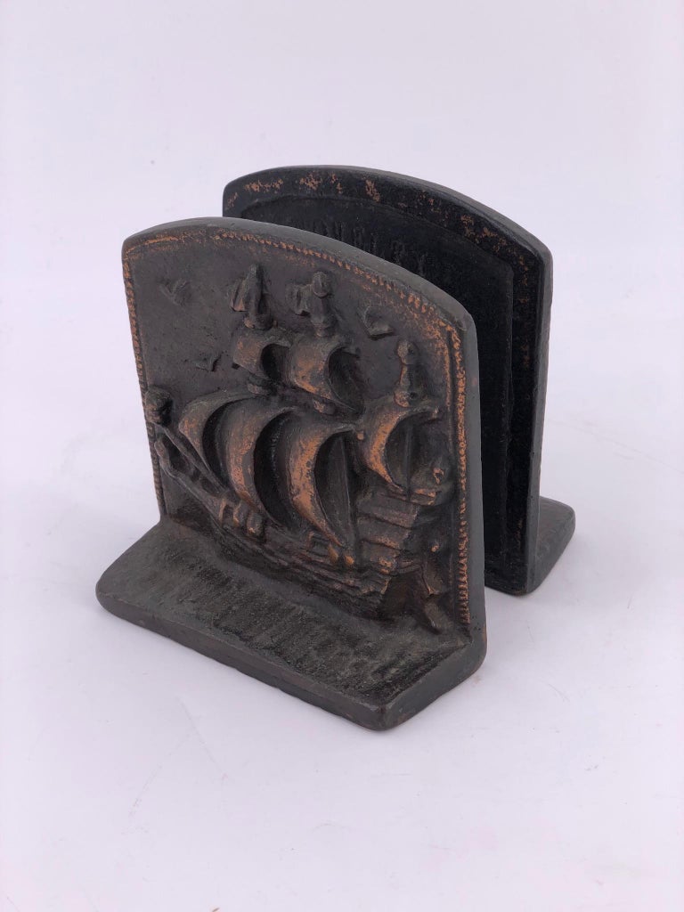 Antique Pair of Solid Bronze Bookends Galley by Novelty Manufacturing ...