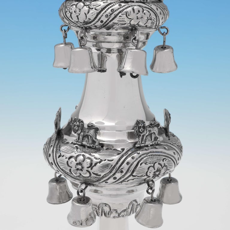 Antique Pair of Sterling Silver Rimonim, London 1916 Morris Salkind For ...