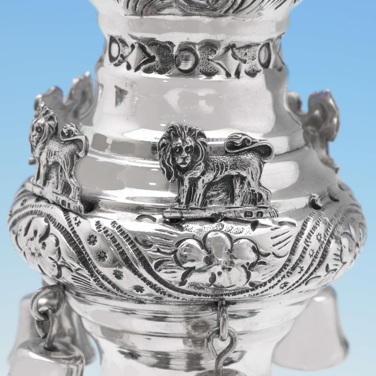 Antique Pair of Sterling Silver Rimonim, London 1916 Morris Salkind For ...