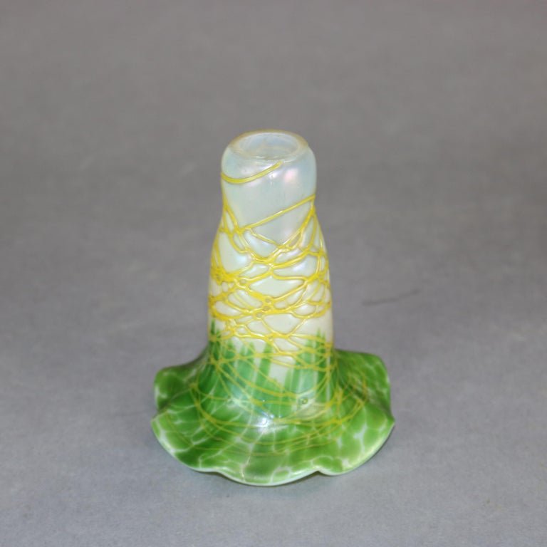 Antique Pair of Threaded Art Glass Lily Shades, 20th Century at 1stDibs