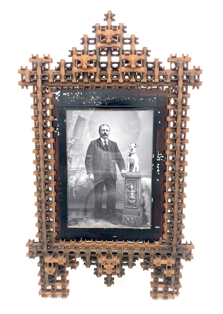 Antique Pair of Tramp Art Frames with Period Photographs For Sale at ...