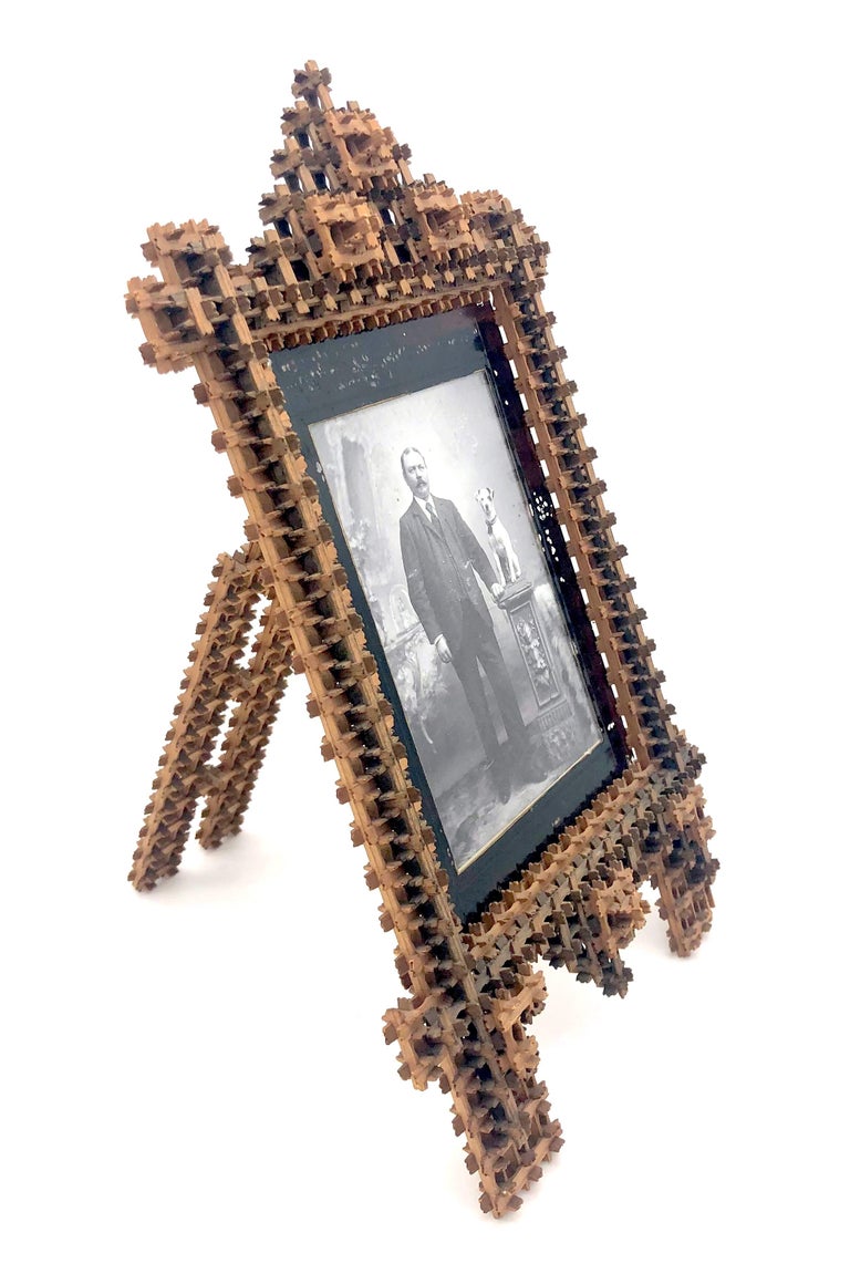 Antique Pair of Tramp Art Frames with Period Photographs For Sale at ...