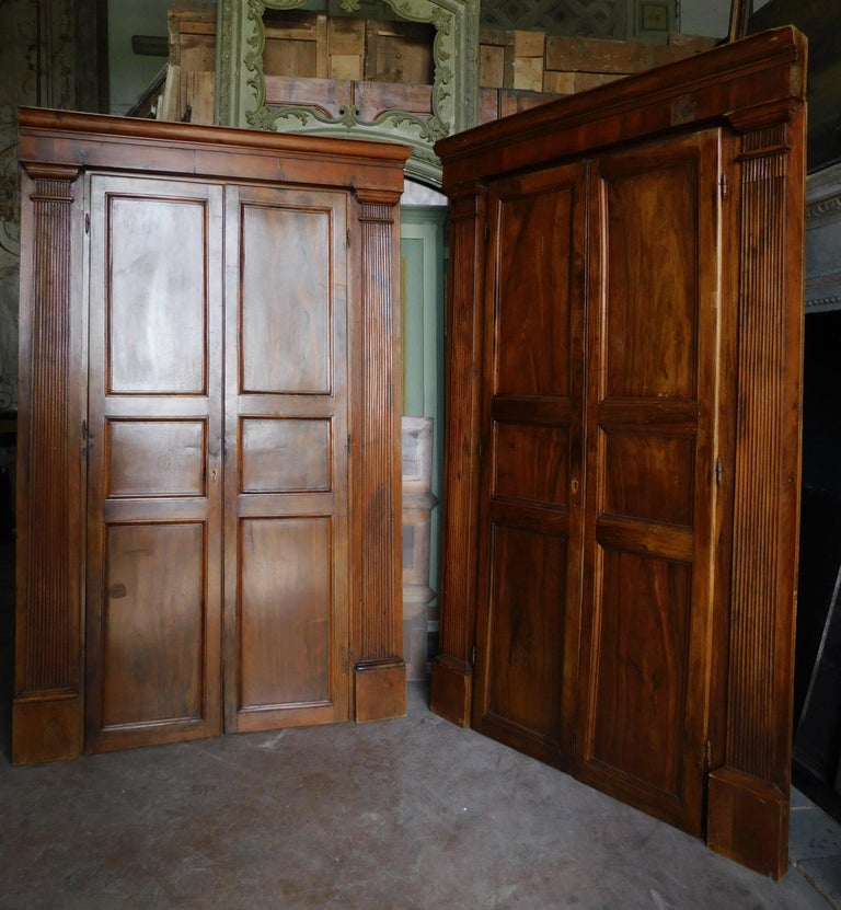 Antique Pair of Two-Leaf Poplar Doors, Identic with Frame, 19th Century ...