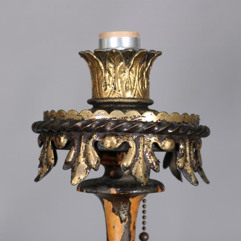 Antique Pair of Victorian Torchiere Figural Painted Iron Floor Lamps ...