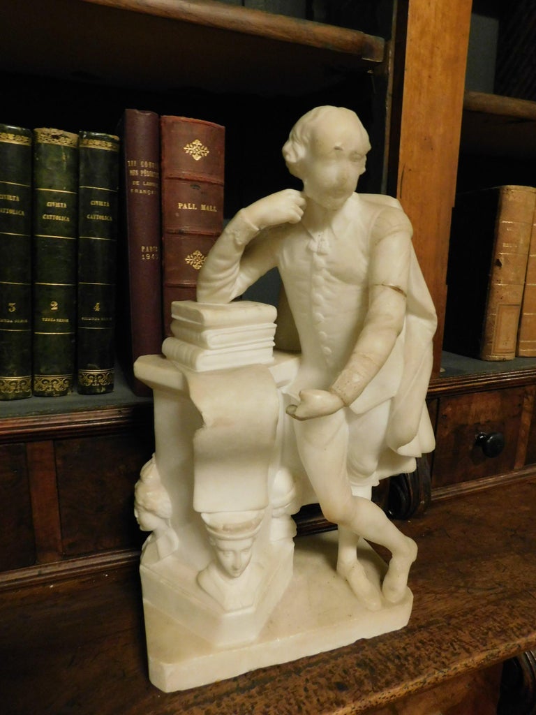 Antique Pair of White Carrara Marble Statues, Teachers with Books, 1700 ...