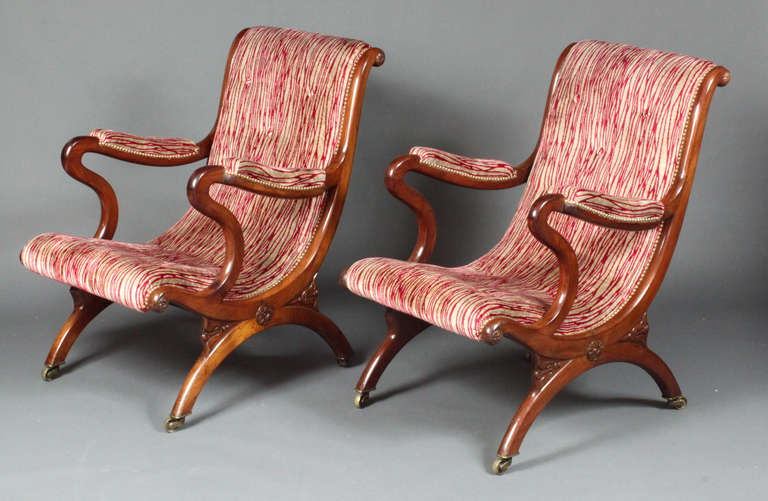 Antique Pair of X-Frame Chairs For Sale at 1stDibs