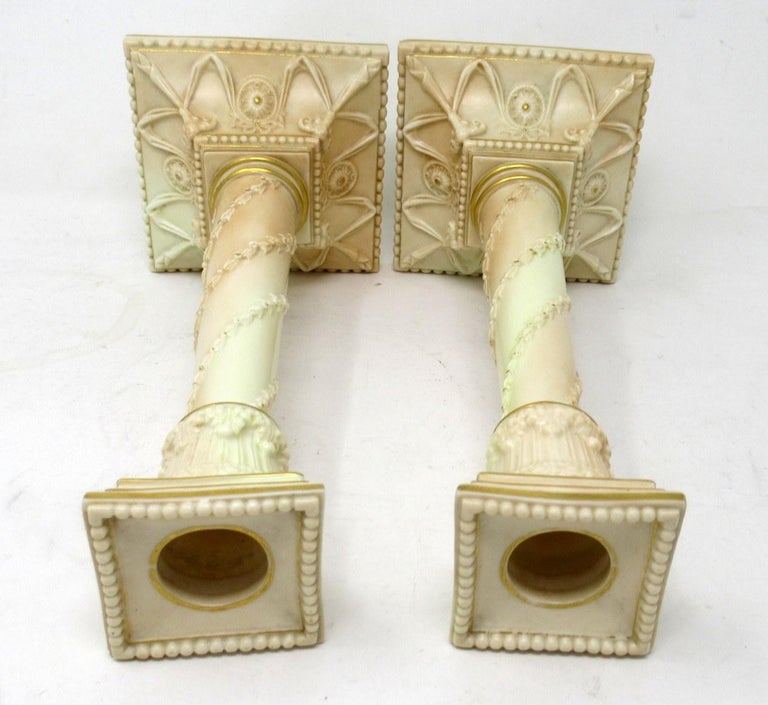 Antique Pair Royal Worcester Gilt Blush English Porcelain Corinthian ...