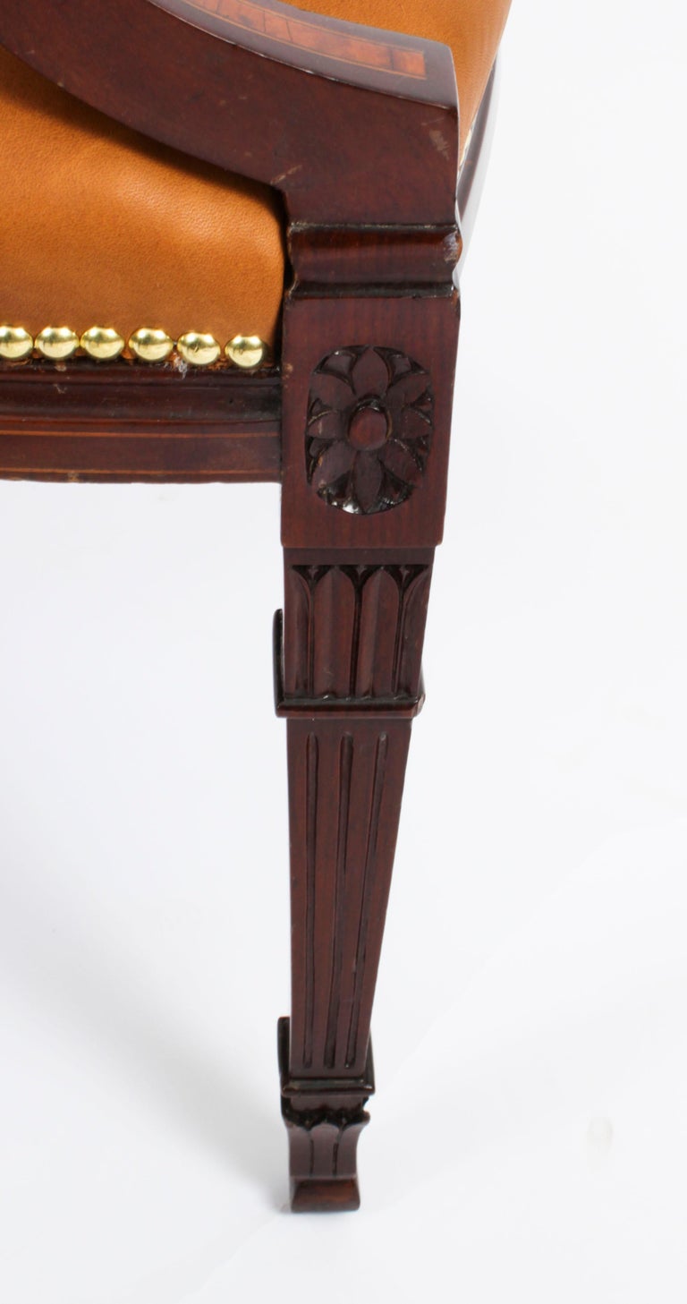 Antique Pair Sheraton Revival Satinwood Banded Arm Chairs, 19th Century ...