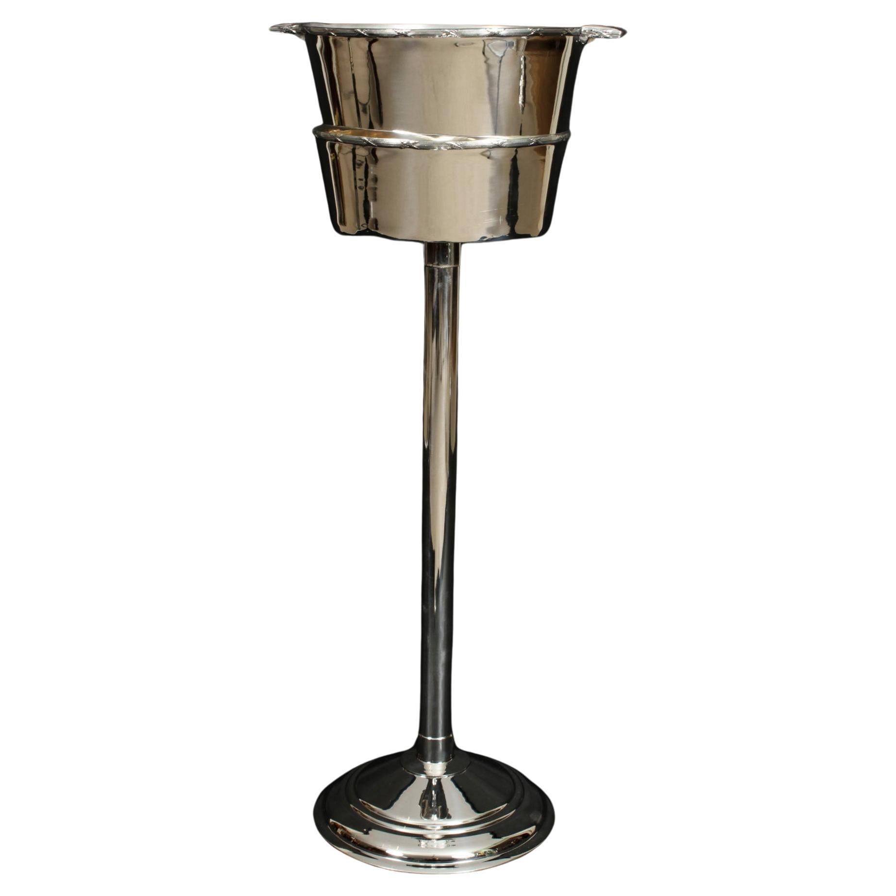 Antique Pair Silver-plated Wine / Champagne Coolers On Stand Mappin and ...