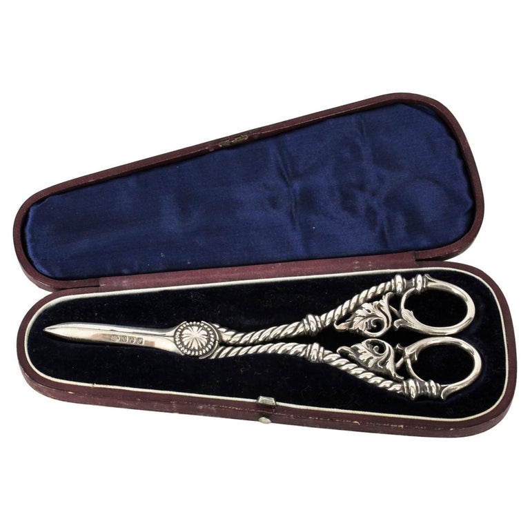 Antique Pair Victorian Silver Plated Grape Scissors, 19th C at 1stDibs
