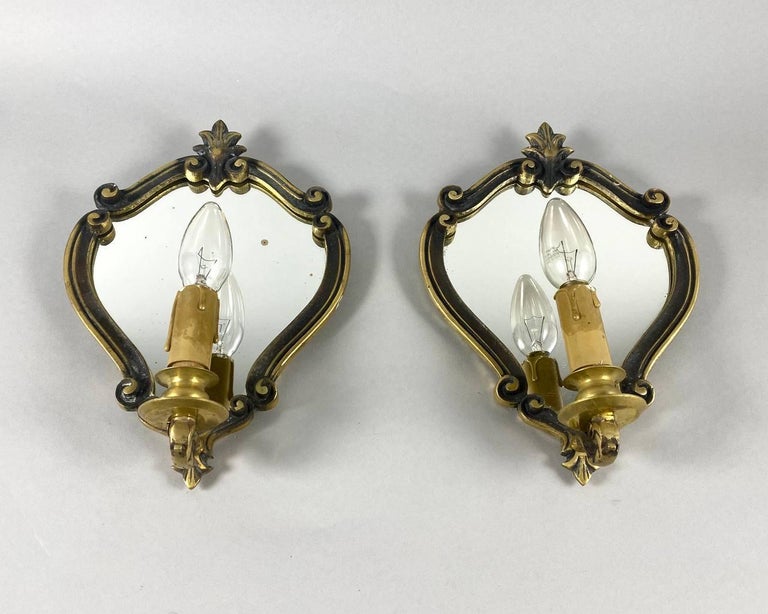 Antique Paired Wall Scones with Mirrors Amazing Brass Wall Sconces ...