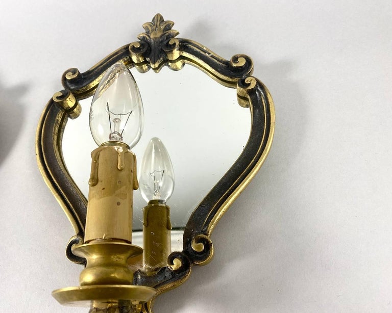 Antique Paired Wall Scones with Mirrors Amazing Brass Wall Sconces ...