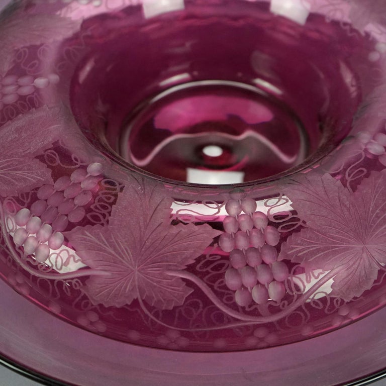 Antique Pairpoint Elegant Art Glass Grape and Leaf Center Bowl and ...