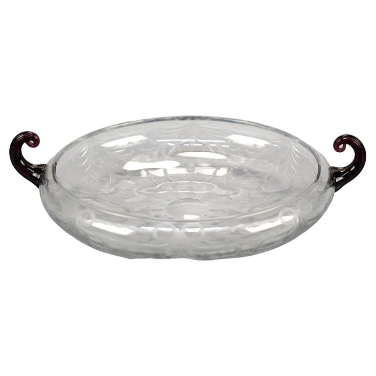 Antique Pairpoint Etched Glass Handled Bowl Circa 1920 at 1stDibs