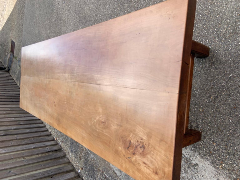 Antique Pale Beech Farmhouse Normandy Table For Sale at 1stDibs