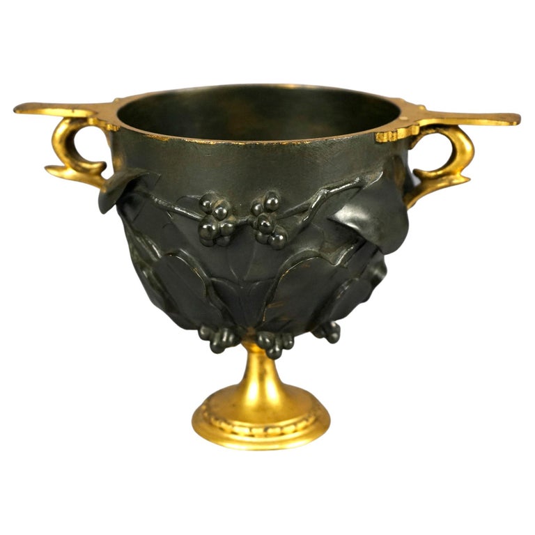 Antique Gilt Bronze Ceremonial Boscoreale Scyphus Olive and Branch Wine ...