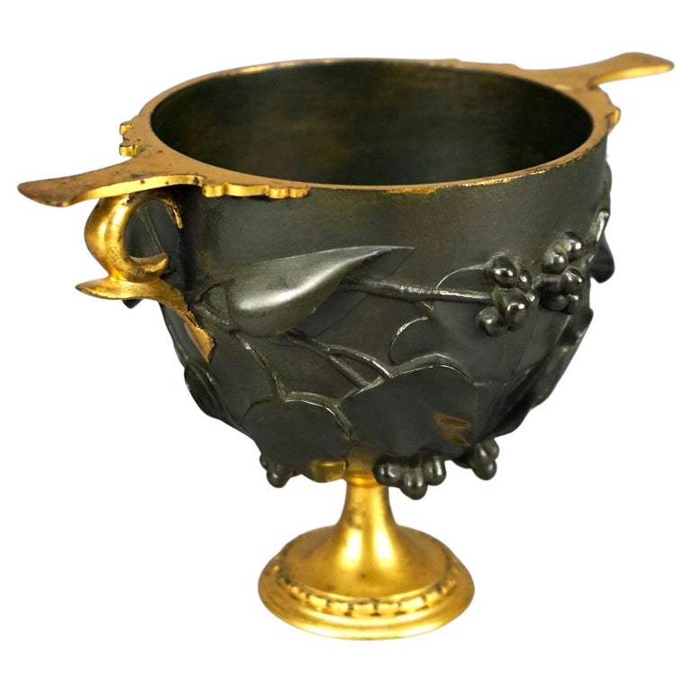 Antique Gilt Bronze Ceremonial Boscoreale Scyphus Olive and Branch Wine ...