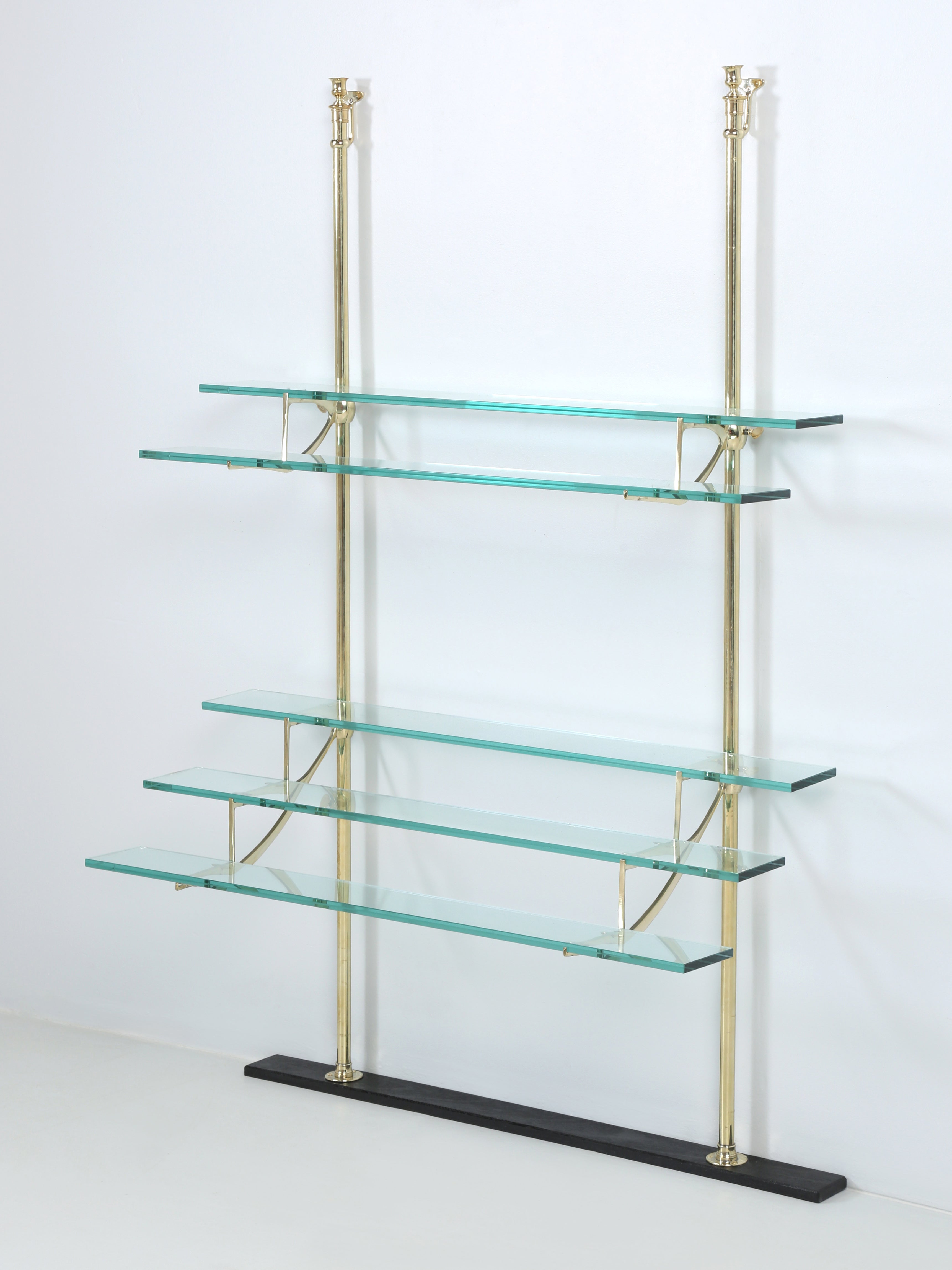 Antique Parisian Polished Brass Thick Glass Display Shelf for Liquor or ...