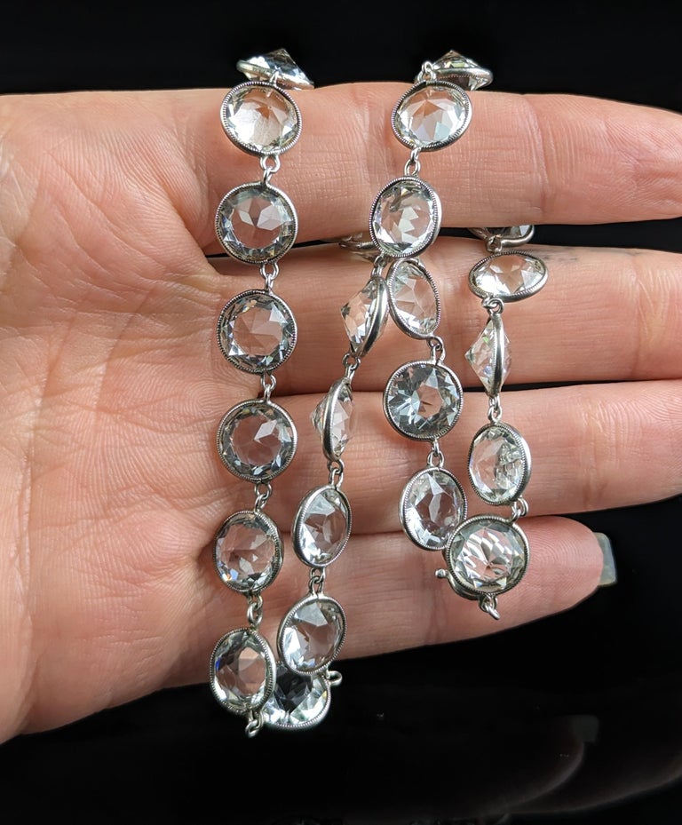 Antique Paste Riviere Necklace, Sterling Silver, Edwardian For Sale at 1stDibs