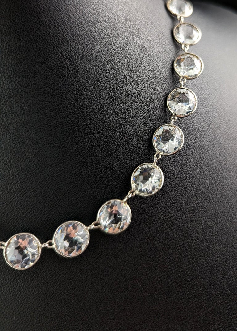 Antique Paste Riviere Necklace, Sterling Silver, Edwardian For Sale at 1stDibs