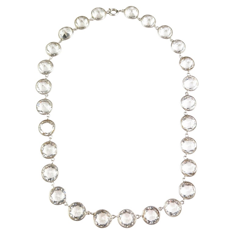 Antique Paste Riviere Necklace, Sterling Silver, Edwardian For Sale at 1stDibs