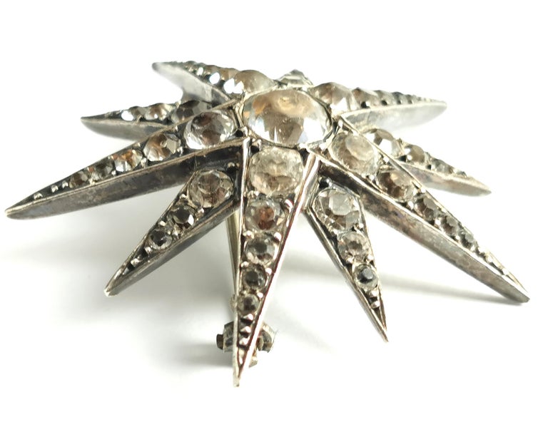 Antique Paste Star Brooch, Sterling Silver, Victorian at 1stDibs