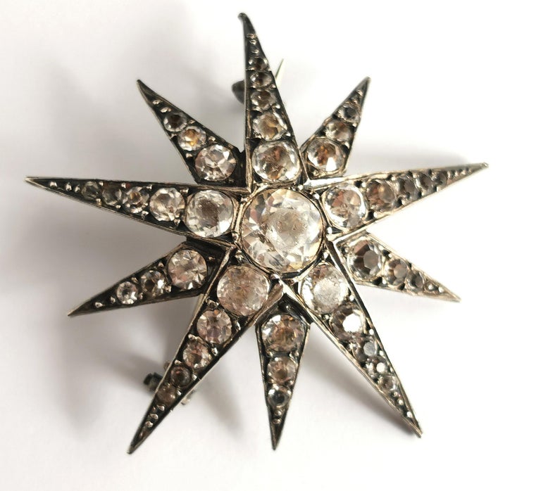 Antique Paste Star Brooch, Sterling Silver, Victorian at 1stDibs