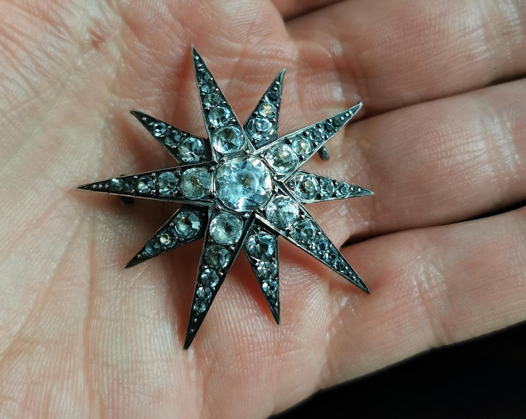 Antique Paste Star Brooch, Sterling Silver, Victorian at 1stDibs