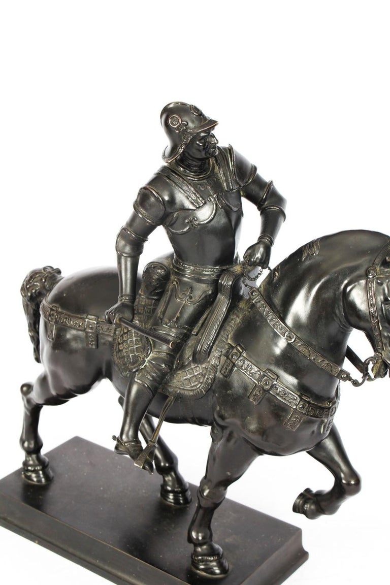 Antique Patinated Bronze Equestrian Statue of Bartolomeo Colleoni 1860 ...
