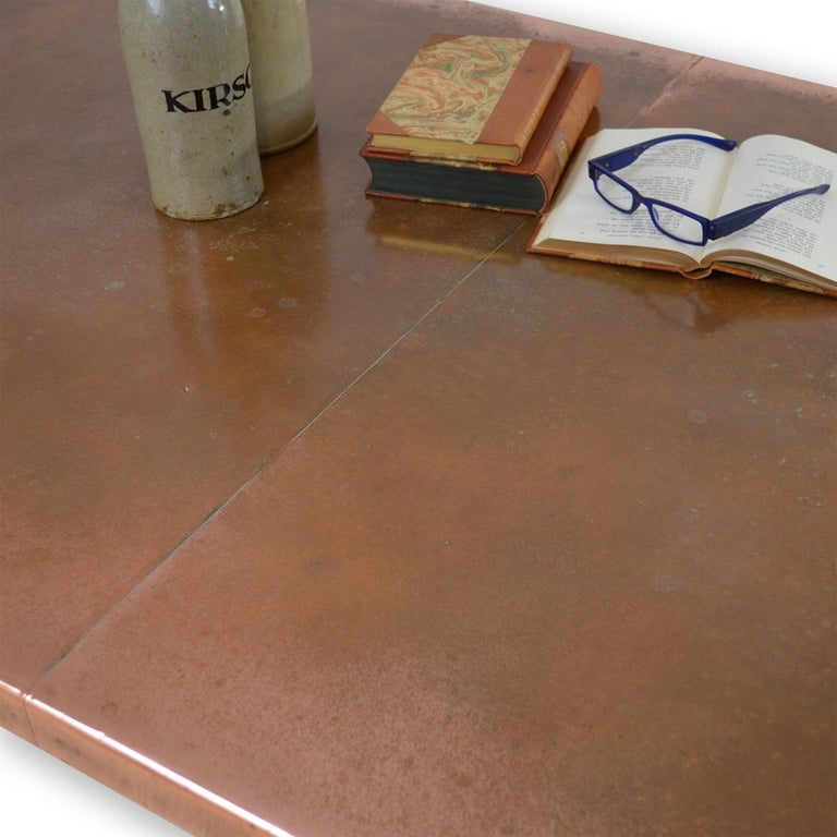 Antique Patinated Copper-Top Dining Table, Cast Iron Base For Sale at ...