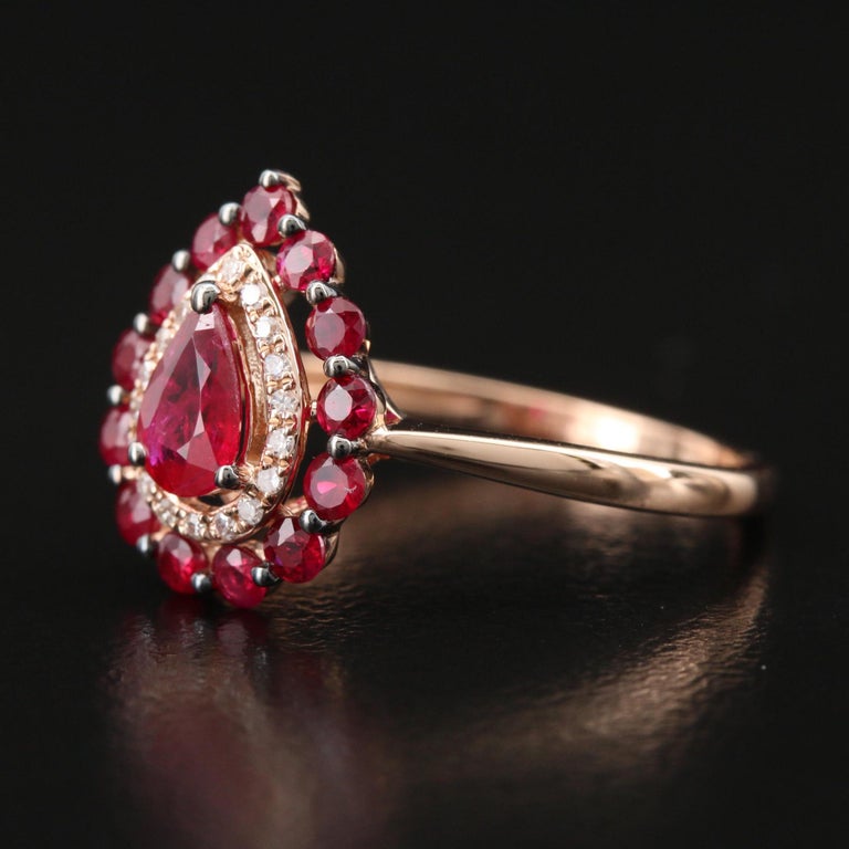 Customizable Antique Pear Cut Ruby Diamond Wedding Ring, Victorian Ruby ...