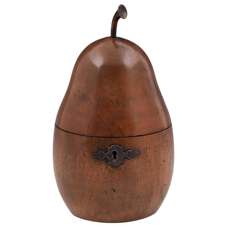 Antique Pear Fruit Treen Tea Caddy For Sale at 1stDibs