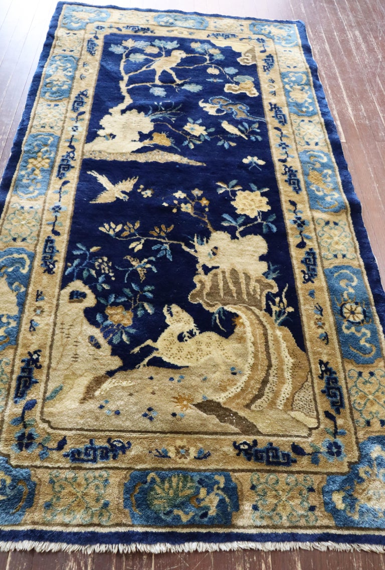 Antique Peking Art Deco Chinese Rug, Animal Birds, 3'7" x 6'10" For ...
