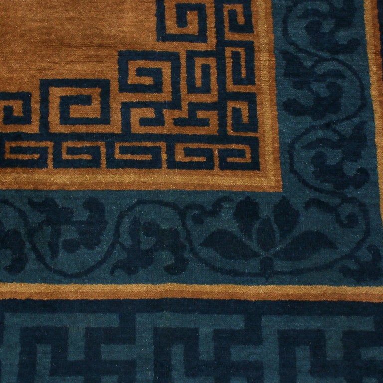 Antique Peking Blue and Copper Brown Wool Rug, Rare Kirin Design by Rug ...