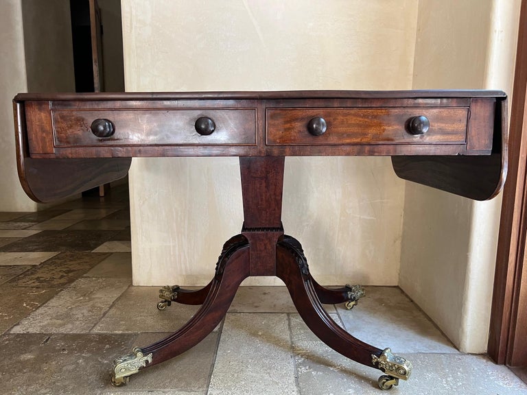 Antique Pembroke Drop Leaf Table with Drawers and Cast Brass Feet ...