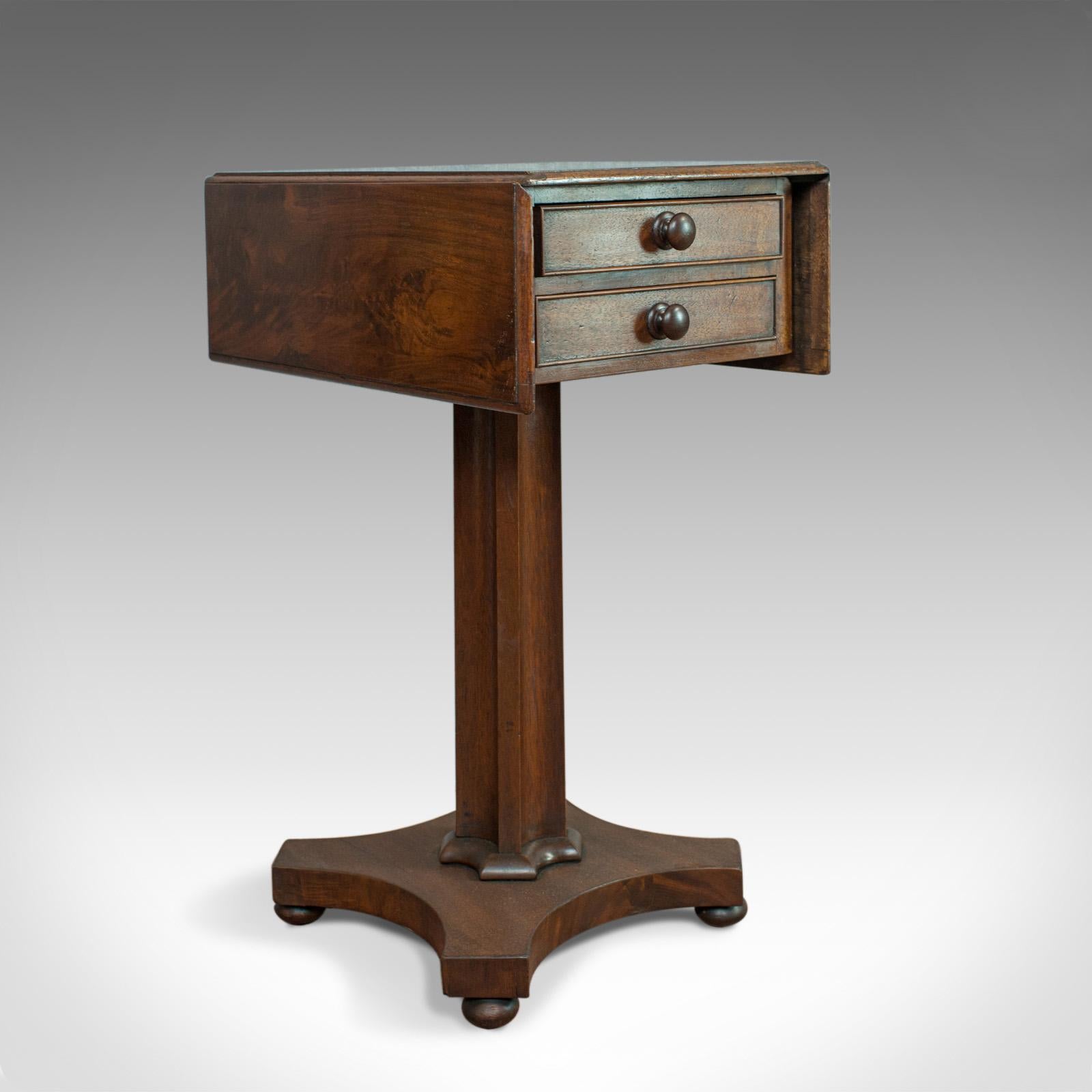 Antique Pembroke Work Table, English, Victorian, Flame Mahogany, Drop ...