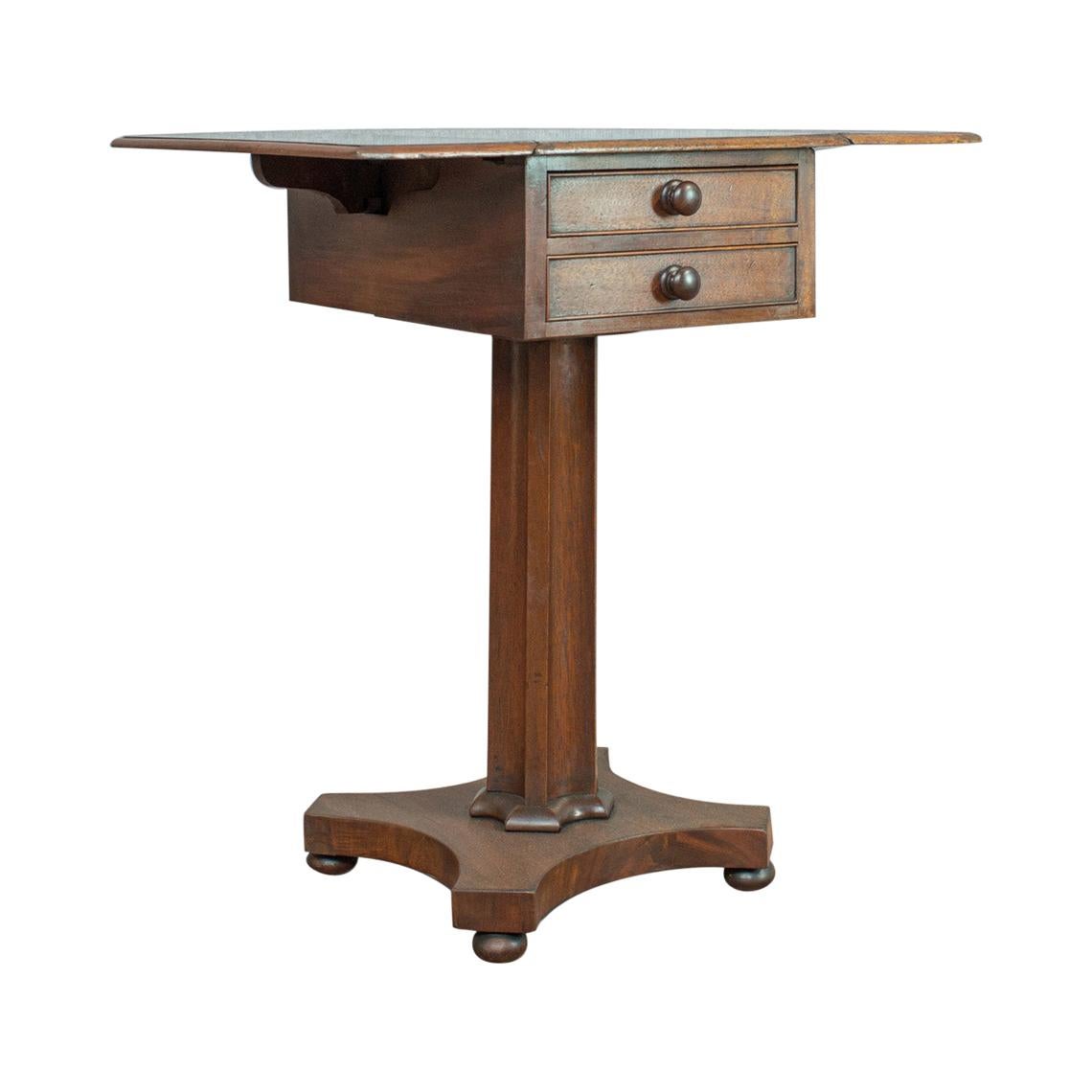 Antique Pembroke Work Table, English, Victorian, Flame Mahogany, Drop ...