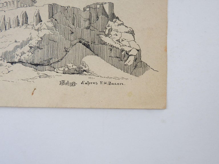 Antique Pen and Ink Athens Greece Acropolis Ruins Drawing For Sale at ...