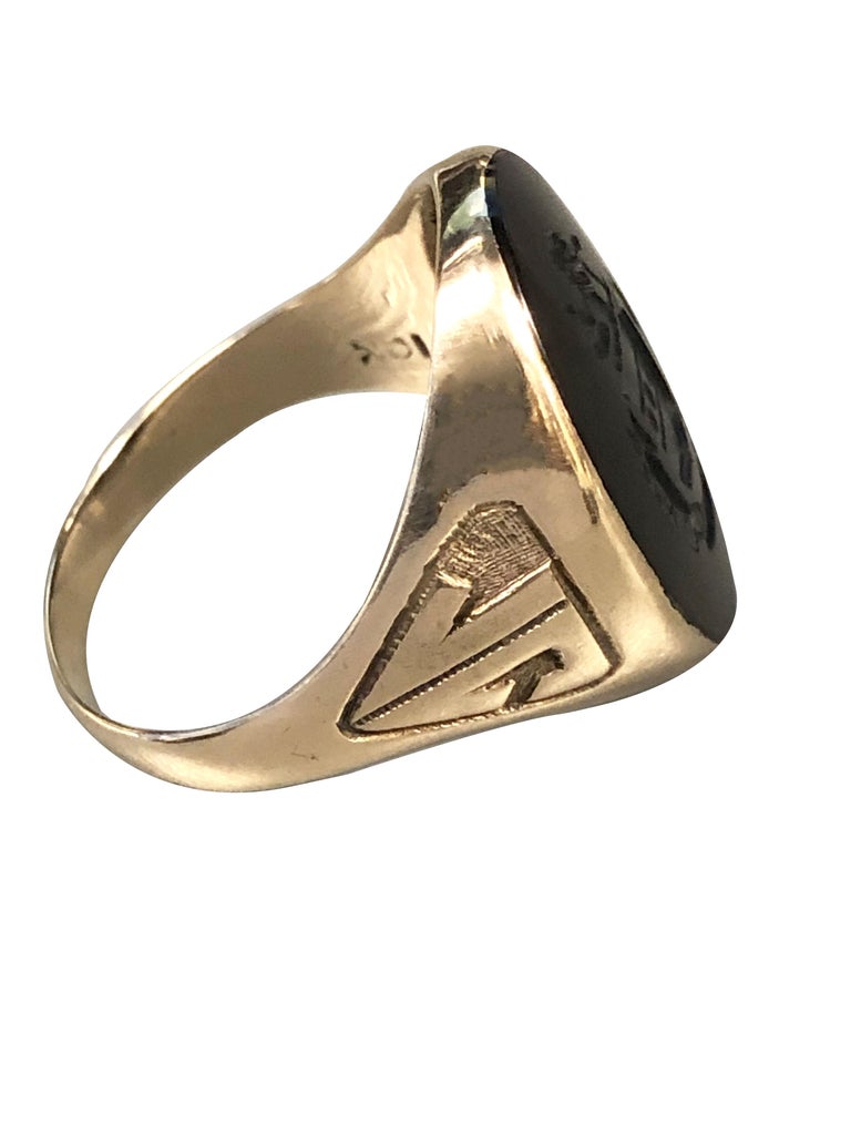 Antique Penn Club of Philadelphia Gold and Onyx Signet Ring For Sale at ...