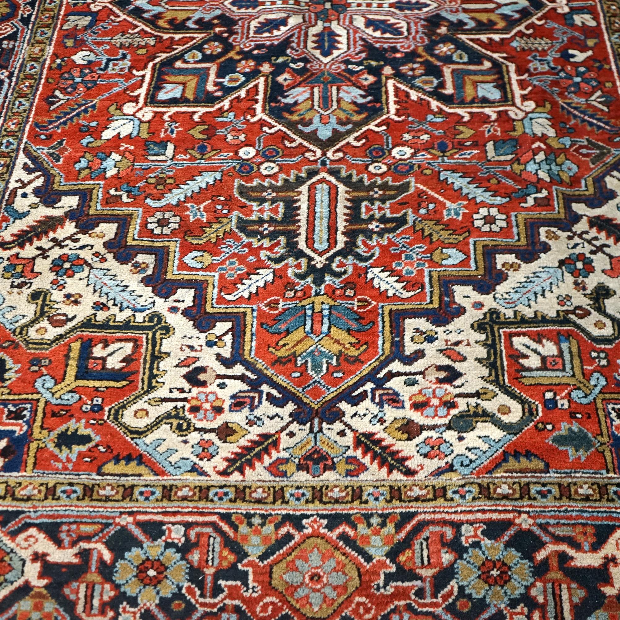 Antique Persian 6'x9' Heriz Oriental Wool Rug C1930 For Sale at 1stDibs