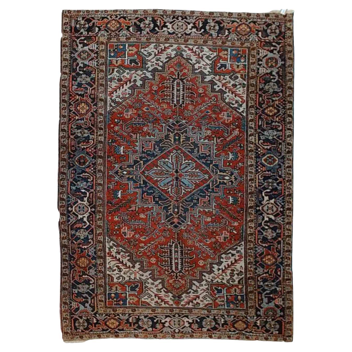 Antique Persian 6'x9' Heriz Oriental Wool Rug C1930 For Sale at 1stDibs