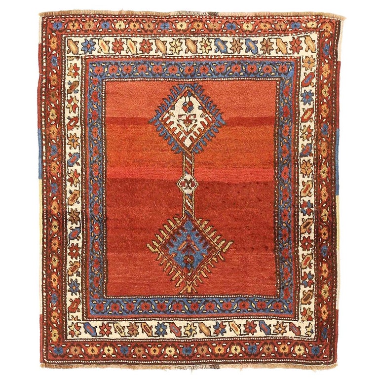 Antique Persian Azerbaijan Rug with Blue and Red Floral Details on ...