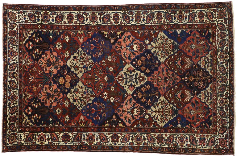 Antique Persian Bakhtiari Rug with Four Season Garden Design For Sale ...