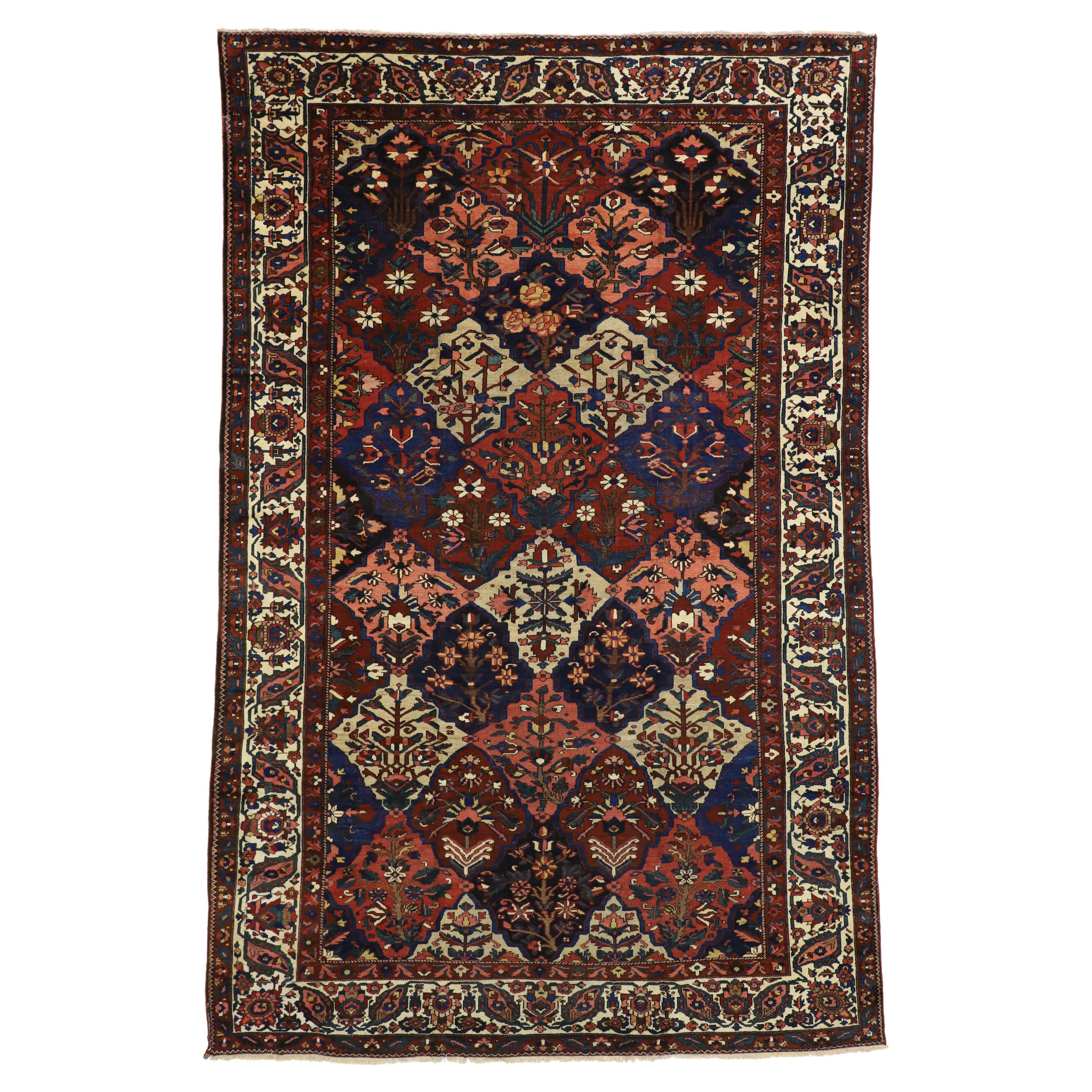 Antique Persian Bakhtiari Rug with Four Season Garden Design For Sale ...