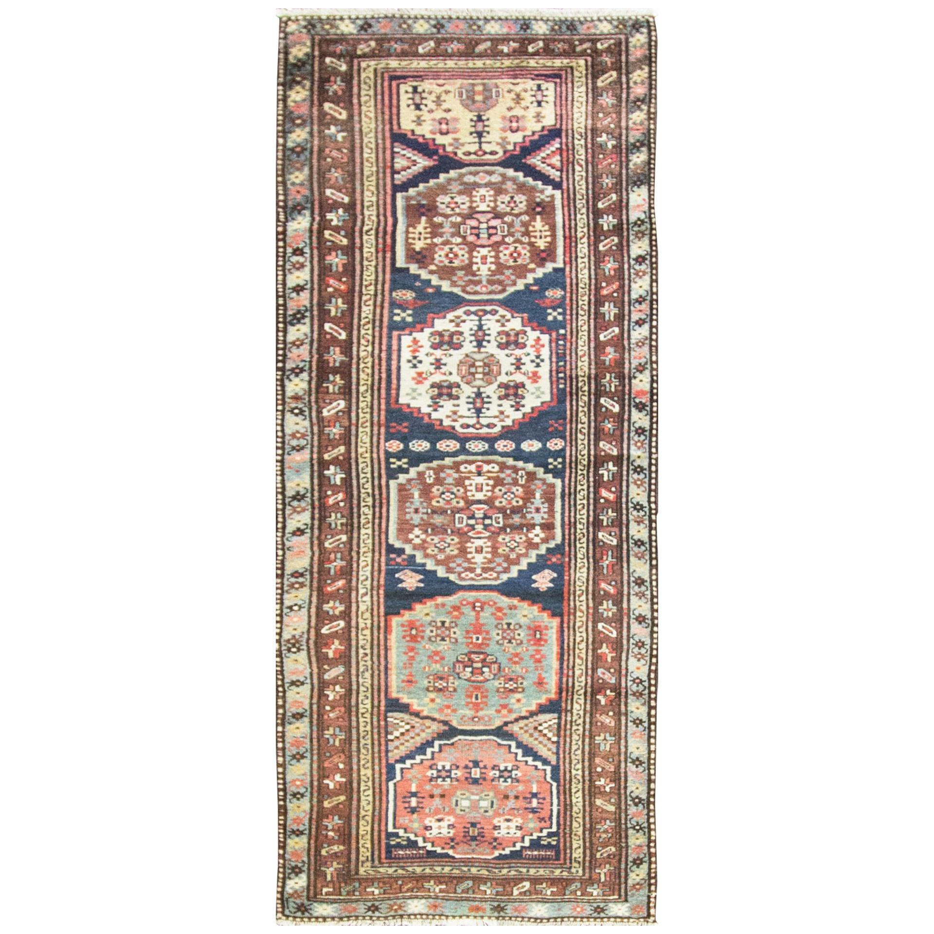 1900s Antique Persian Bakhtiari Runner Oriental Rug - 3'1" x 12'9" For ...