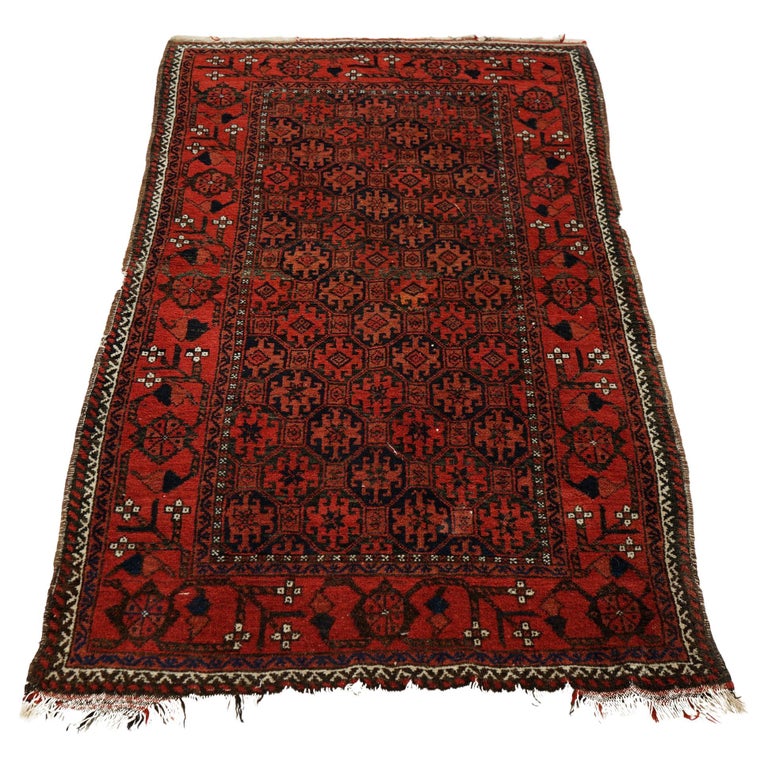 Antique Persian Baluch Nomadic Tribal Wool Rug, circa 1920 at 1stDibs