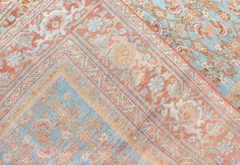 Antique Persian Bidjar Rug with Blossoming Floral Design in Light Blue ...