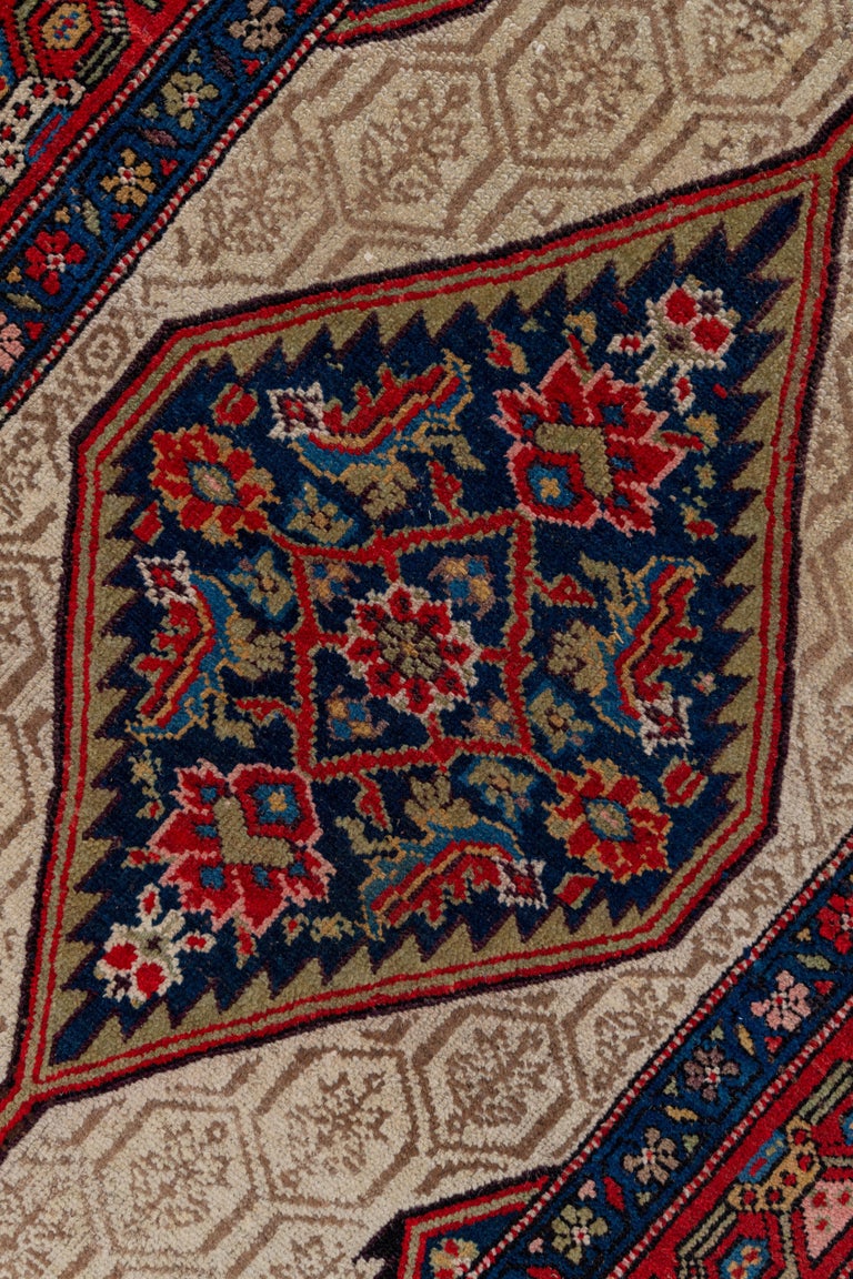 Antique Persian Camel Hair Hamadan Runner, circa 1910s, Blue and Red ...