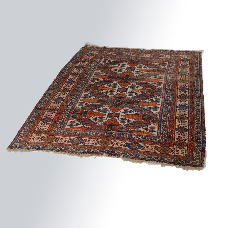 Antique Persian Caucasian Oriental Wool Rug, circa 1910 at 1stDibs